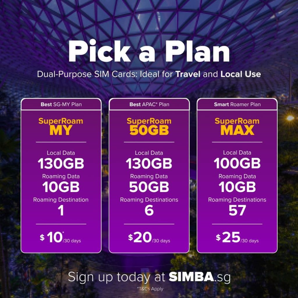 Here are 5 best data plans to use in JB with rates from S$0.33/day
