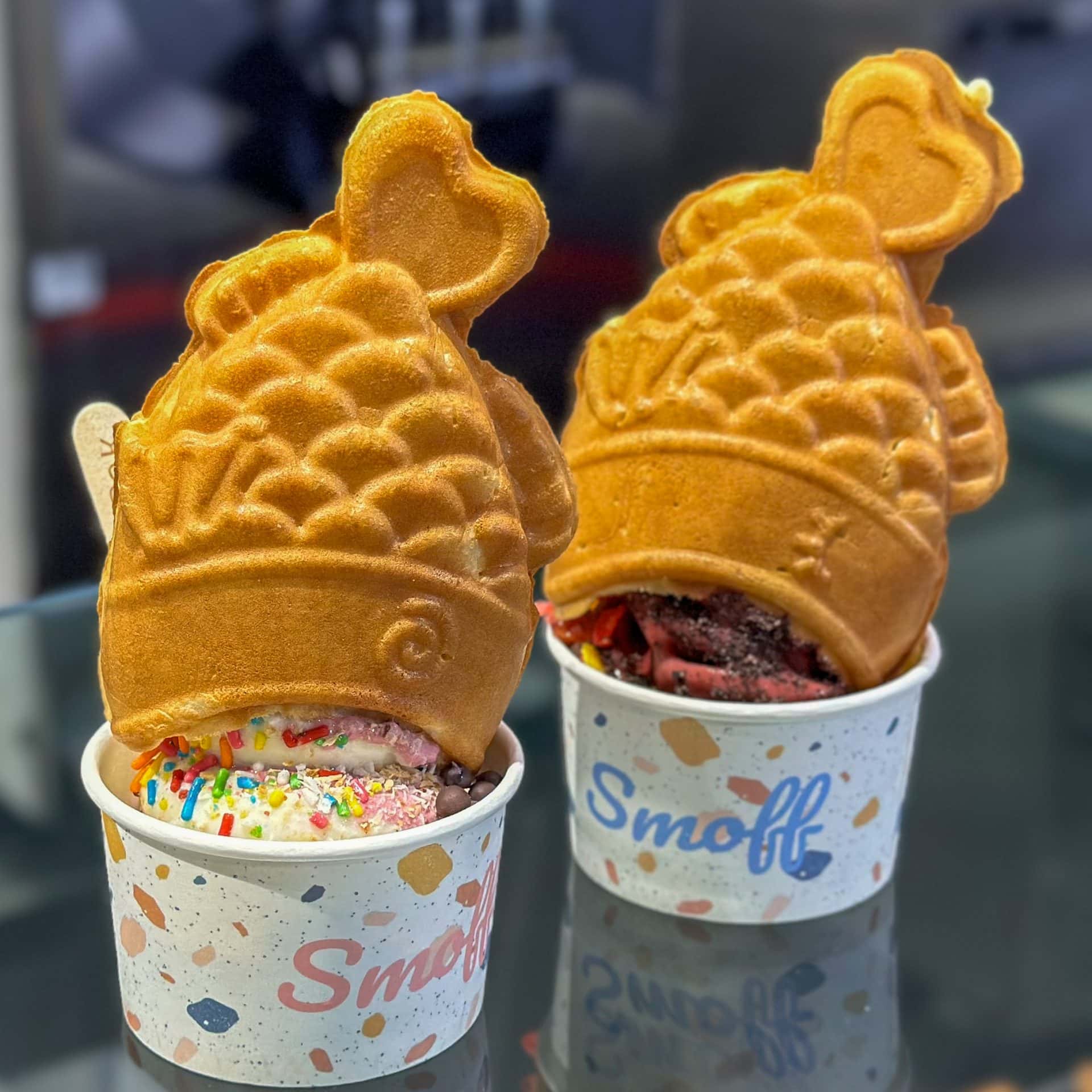 Smoff in SMU has customisable mochi waffles with soft serve